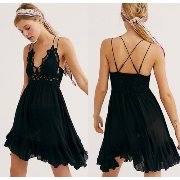 Free People | Dresses | Free People Adella Crochet Lace Ruffle Slip ...